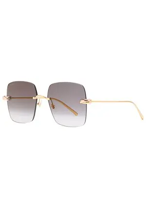 Cartier Trinity Rimless Square-frame Sunglasses - Gold