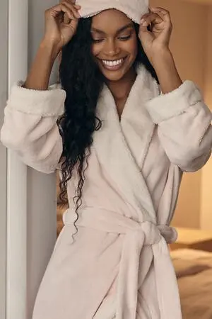 PAPINELLE Plush Sherpa Robe & Sleep Mask Set