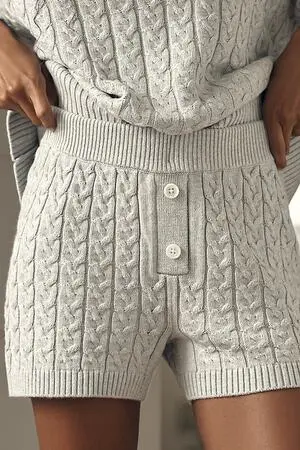 PAPINELLE Cable Knit Cotton Cashmere Shorts