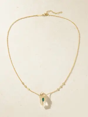 Jacquie Aiche 14-karat Diamond, Quartz And Opal Necklace - Gold