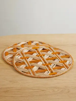 La DoubleJ Set Of Two Straw Placemats - Orange