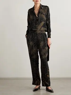 Farm Rio Crystal-embellished Printed Straight-leg Pants