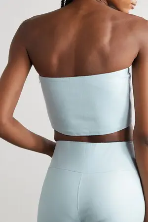 Sprwmn Strapless Cropped Leather Tube Top