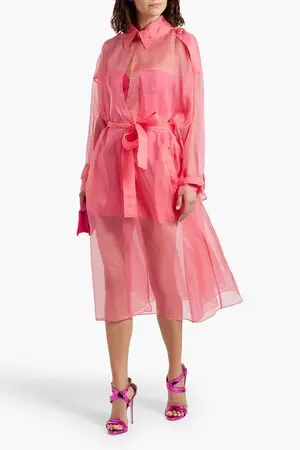 Dolce & Gabbana Belted Silkchiffon Trench Coat