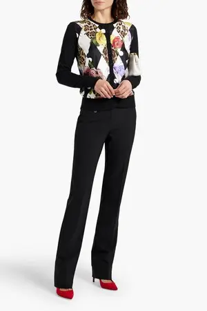 Dolce & Gabbana Printed Twill-paneled Cashmere-blend Cardigan