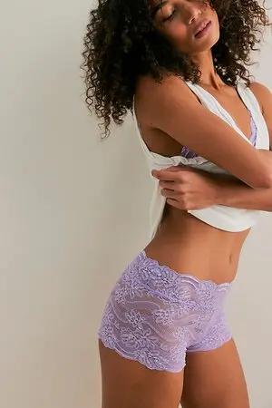 Free People Last Dance Lace Boyshorts Lavender