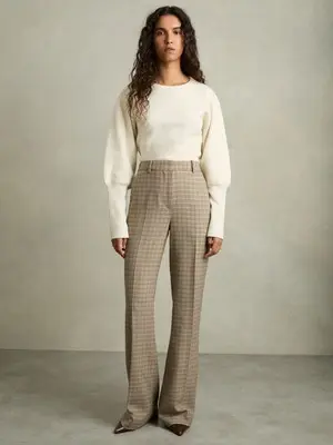 REISS Vida Wool Houndstooth Trousers
