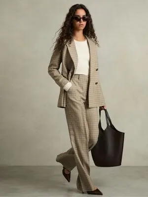 REISS Vida Wool Houndstooth Trousers