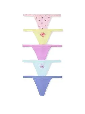 Victoria's Secret 5-pack Stretch Cotton V-string Panties - Print