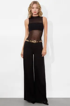 Alice + Olivia Hayden Leather Belt - Black