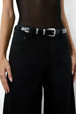 Alice + Olivia Alice + Olivia Hayden Leather Belt Silver