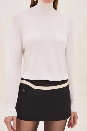 Alexis Barris Turtleneck Top - White