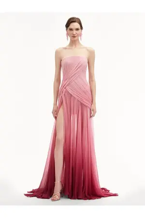 white christmas dresses Sheath-Column Floor Length Ombre Chiffon Bridesmaid Dress COCOMELODY COZF17012, Black main image 0