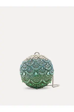 Oscar De La Renta Crystal Embroidered Billiard Bag - Red