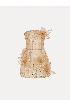 Buy Oscar De La Renta Crystal Grid Orchid Cocktail Dress - Gold At 70% Off