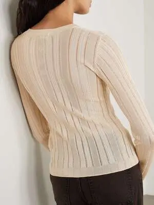 FRAME Ribbed-knit Henley Top