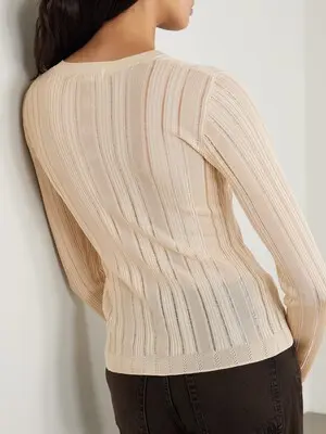 FRAME Ribbed-knit Henley Top