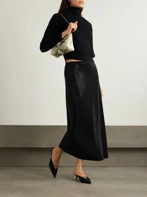 LESET James Crystal-embellished Merino Wool Midi Skirt