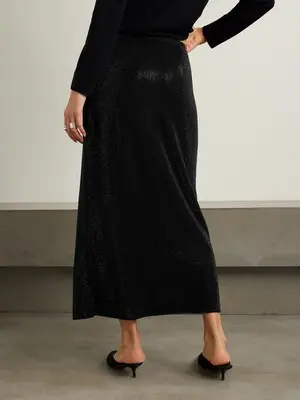 LESET James Crystal-embellished Merino Wool Midi Skirt