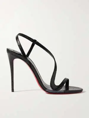 CHRISTIAN LOUBOUTIN Rosalie 100 Cracked-leather Sandals - Black