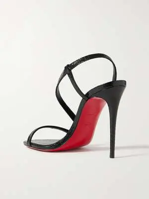 CHRISTIAN LOUBOUTIN Rosalie 100 Cracked-leather Sandals - Black