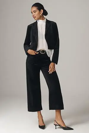 Maeve Velvet Cropped Tux Blazer Jacket