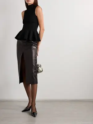 SALON 1884 Ismay Paneled Peplum Turtleneck Top