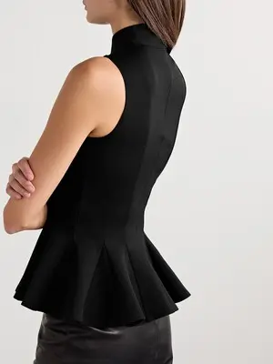 SALON 1884 Ismay Paneled Peplum Turtleneck Top