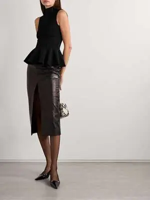 SALON 1884 Ismay Paneled Peplum Turtleneck Top