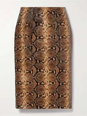 SALON 1884 Yvette Snake-effect Leather Skirt