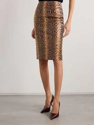 SALON 1884 Yvette Snake-effect Leather Skirt