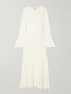 Simkhai Damoni Jersey And Plissé-satin Midi Dress - Neutrals