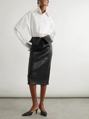 Alexander McQueen Paneled Leather Midi Skirt