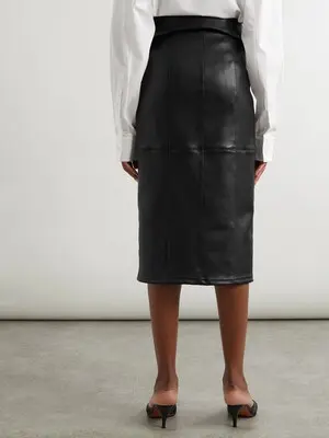 Alexander McQueen Paneled Leather Midi Skirt