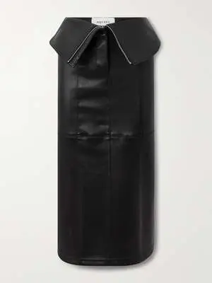 Alexander McQueen Paneled Leather Midi Skirt