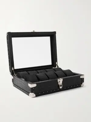 RAPPORT LONDON 10-piece Croc-effect Leather Watch Box - Black