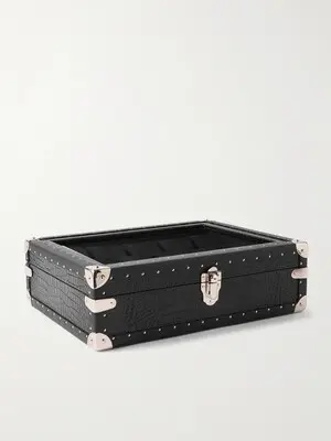 RAPPORT LONDON 10-piece Croc-effect Leather Watch Box - Black