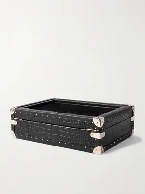RAPPORT LONDON 10-piece Croc-effect Leather Watch Box - Black