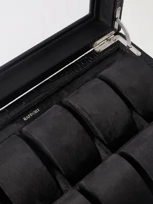 RAPPORT LONDON 10-piece Croc-effect Leather Watch Box - Black