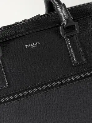SERAPIAN Evoluzione Cross-grain Leather Briefcase