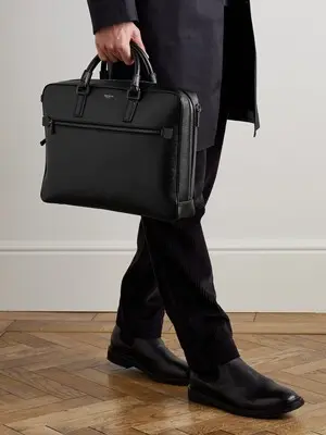 SERAPIAN Evoluzione Cross-grain Leather Briefcase
