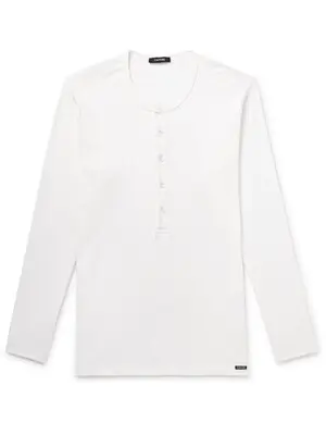 TOM FORD Stretch-cotton Jersey Henley Pyjama T-shirt - White
