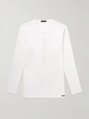 TOM FORD Stretch-cotton Jersey Henley Pyjama T-shirt - White