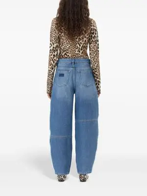 GANNI Distressed Wide Leg Jeans - Blue