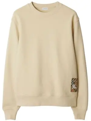 Burberry Check-patch Cotton Sweatshirt - Neutrals