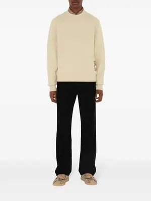 Burberry Check-patch Cotton Sweatshirt - Neutrals