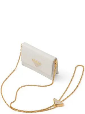 Prada Enamel Triangle Logo Wallet-on-chain - White