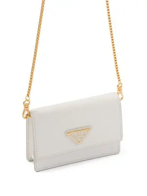 Prada Enamel Triangle Logo Wallet-on-chain - White