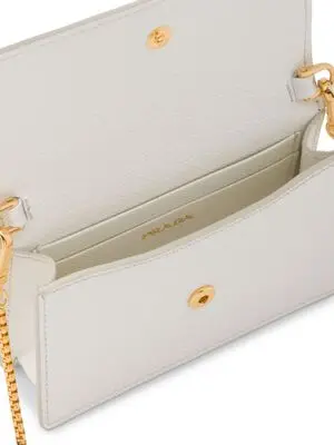 Prada Enamel Triangle Logo Wallet-on-chain - White