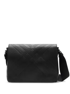 Burberry Check Messenger Bag - Black